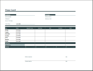 business time cards | Word & Excel Templates