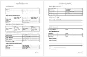 Employee Record Change Form Template | Download Samples