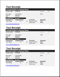 Taxi Receipt Templates for Excel | Word & Excel Templates