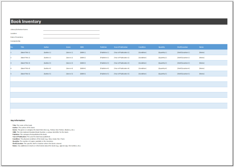 Book Inventory Template for Excel | Word & Excel Templates