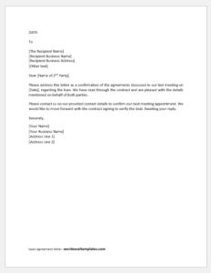 Loan Agreement Letter Templates for WORD | Download