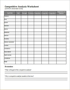 Competitive Analysis Worksheet Template for WORD | Download