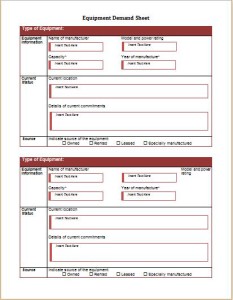 Equipment demand list | Word & Excel Templates