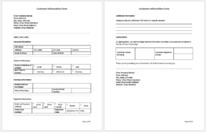 Customer Information Form Template for Word | Download
