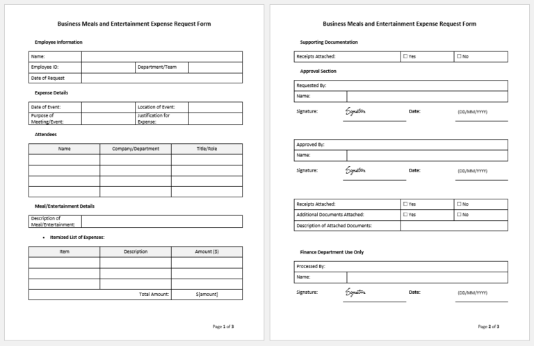 Expense Request Forms for MS Word | Word & Excel Templates