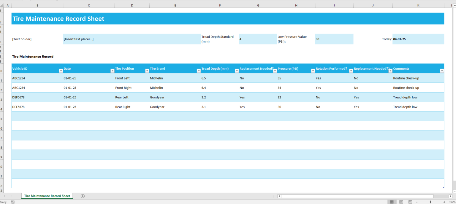 9 Best Vehicle Service Record Templates for MS Excel
