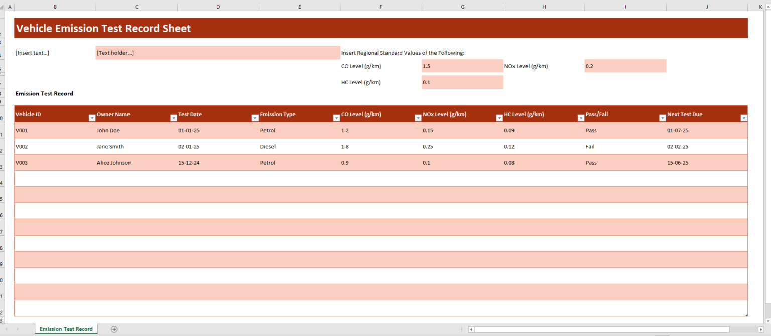 9 Best Vehicle Service Record Templates for MS Excel