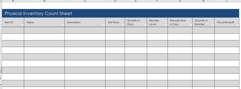 Physical Inventory Count Sheet Template for Excel | Download