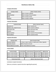 Remittance Advice SlipTemplate | Word & Excel Templates