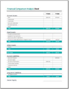 Financial Comparison Analysis Sheet Templates | Download