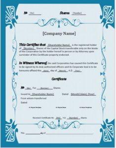 Business Share Certificate Templates MS Word | Word & Excel Templates