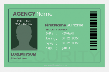 Security Guard/Officer Photo ID Badges for MS Word | Free