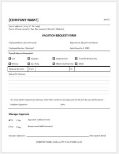 Vacation Request Form | Word & Excel Templates