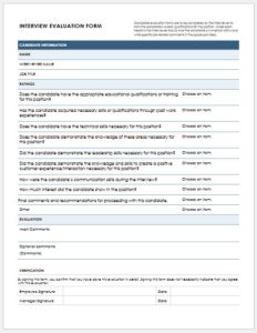 5 Best Interview Evaluation Forms for MS Word | Download