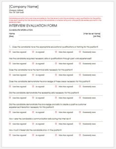 5 Best Interview Evaluation Forms for MS Word | Download