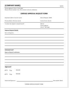 Expense Approval Request Forms for MS Word | Download Files