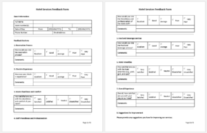 Hotel Services Feedback Form Templates for MS Word | Save