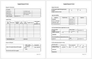 Supply Request Form Templates for MS Word | Download Samples