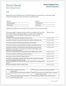 Parent Feedback Forms for School & Teacher Evaluation | Save