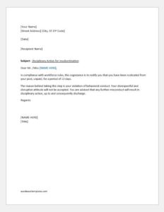 Warning Letter to Employee for Insubordination | Copy Sample