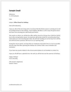Office Closed for Holidays Email Templates | Download/Copy