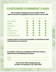 Customer Comment Cards Templates for MS Word | Edit & Print
