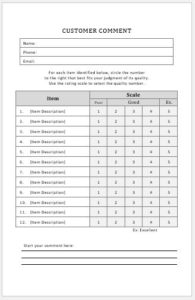 Customer Comment Cards Templates for MS Word | Edit & Print
