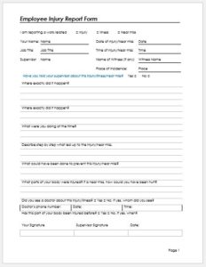 Employee Injury Report Form Templates | Download Samples