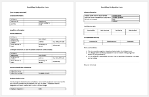 Beneficiary Designation Form Templates | Download Samples