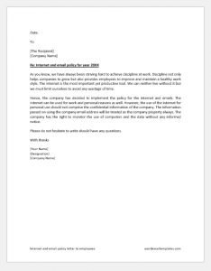 Internet and Email Policy Letter to Employees | Download