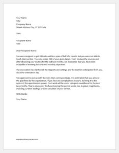 Warning Letter for not Achieving Sales Target | Download