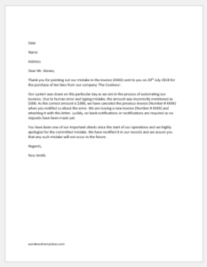 Invoice Correction Letter SAMPLES MS Word | Download Samples