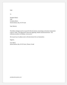 Invoice Request Letters & Emails | Word & Excel Templates