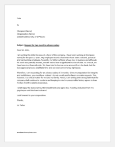 Advance Salary Request Letter Samples | Word & Excel Templates