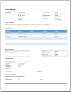 Debit Memo Templates for MS Excel | Word & Excel Templates