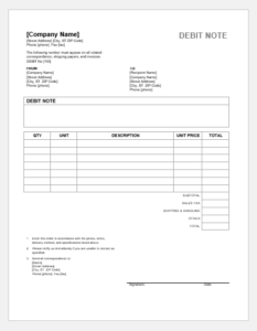 5 Debit Note Formats for MS Word | Word & Excel Templates