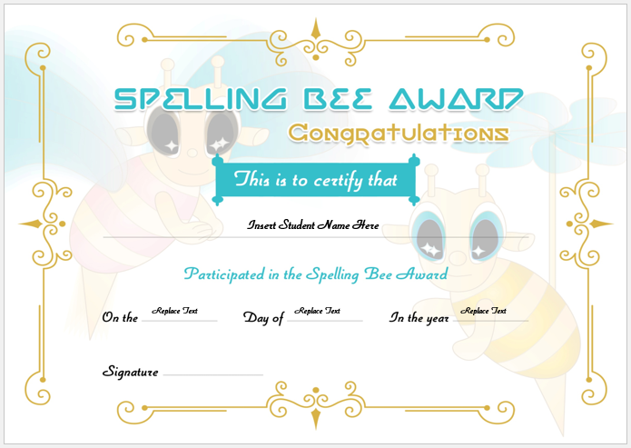 Spelling Bee Certificate Templates for Word | Word & Excel Templates