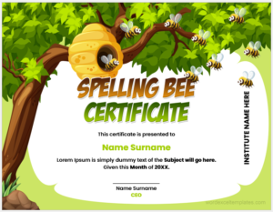 Spelling Bee Certificate Templates for Word | Download
