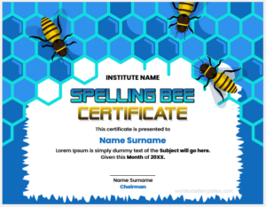 Spelling Bee Certificate Templates for Word | Download
