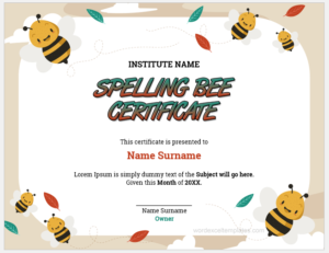 Spelling Bee Certificate Templates for Word | Download