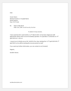 Medical Excuse Notes for Various Reasons | Copy and Forward