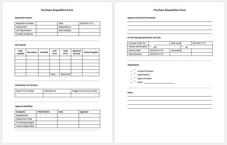 Purchase Requisition Form Templates | Word & Excel Templates