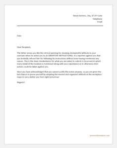Warning Letter for Willful Disobedience SAMPLES | Download