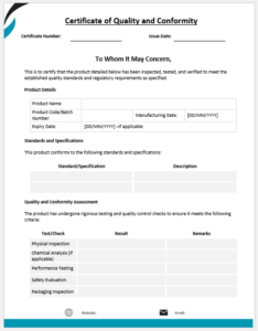 Certificate of Quality and Conformity Template | Download