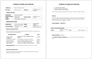 Certificate of Quality and Conformity Template | Download