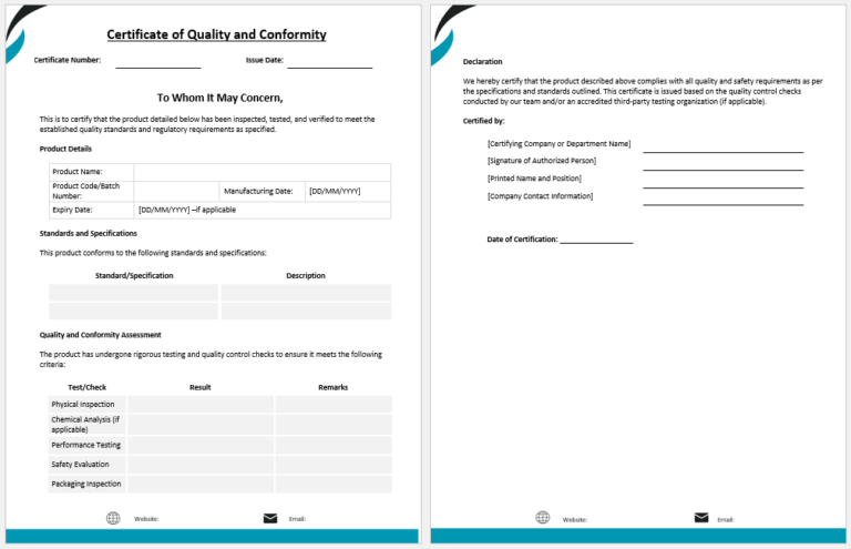 Certificate of Quality and Conformity Template | Download