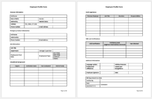 Employee Profile Form Templates | Word & Excel Templates