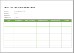 Christmas Party Sign-Up Sheet Templates | Download