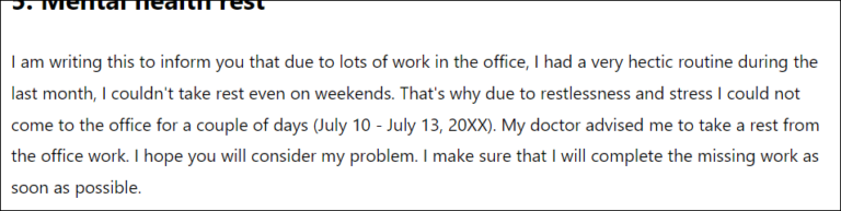 Excuse Messages for Missing Work for 15 Reasons | Copy/Save