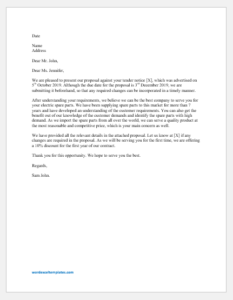 Tender Cover Letter Templates for Word | Word & Excel Templates